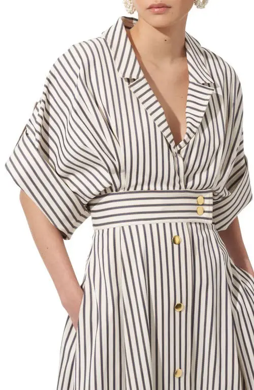 Carolina Herrera Stripe Dropped Shoulder Shirtdress In Ecru Multi